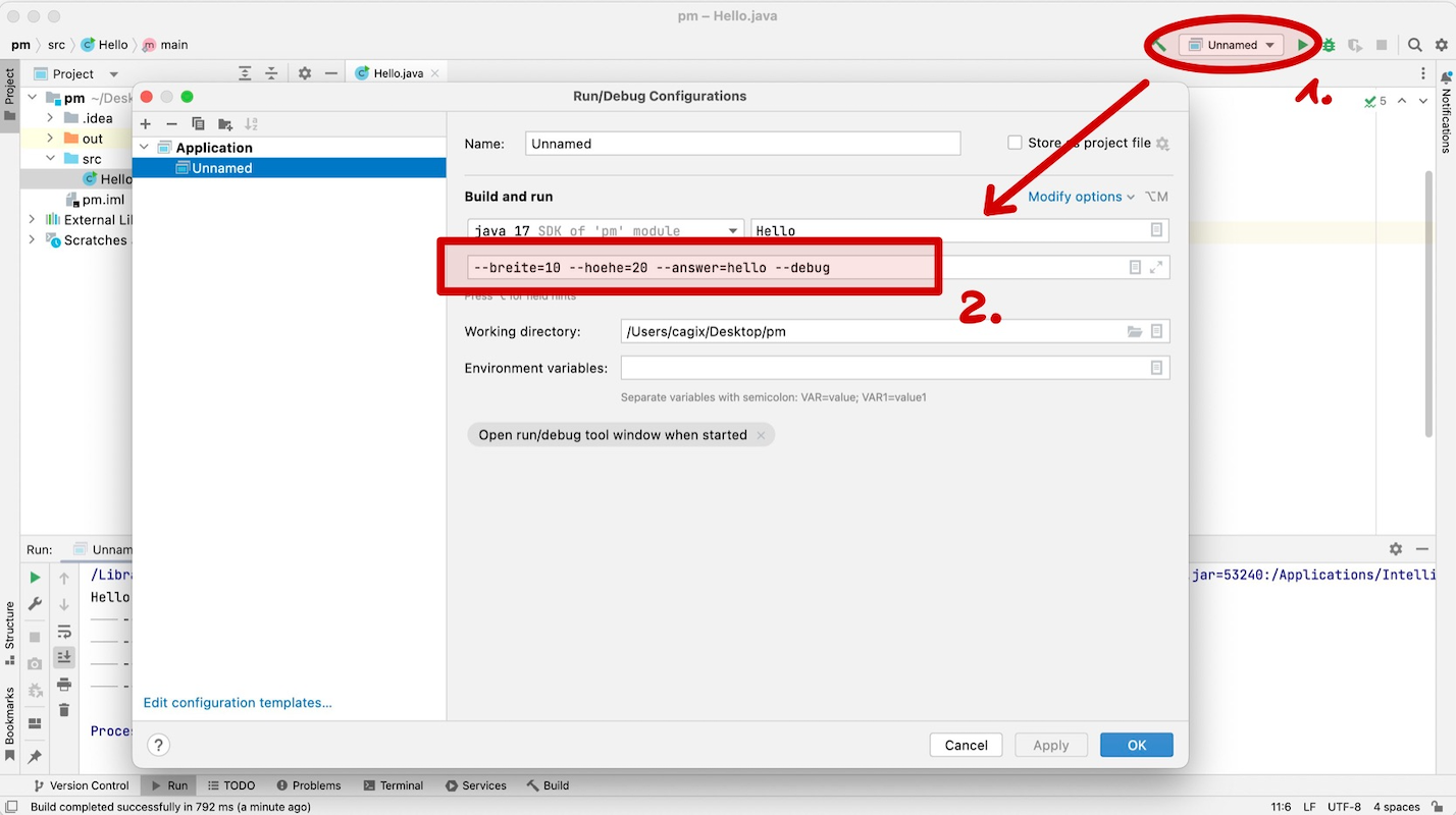 Konfiguration eines Programms